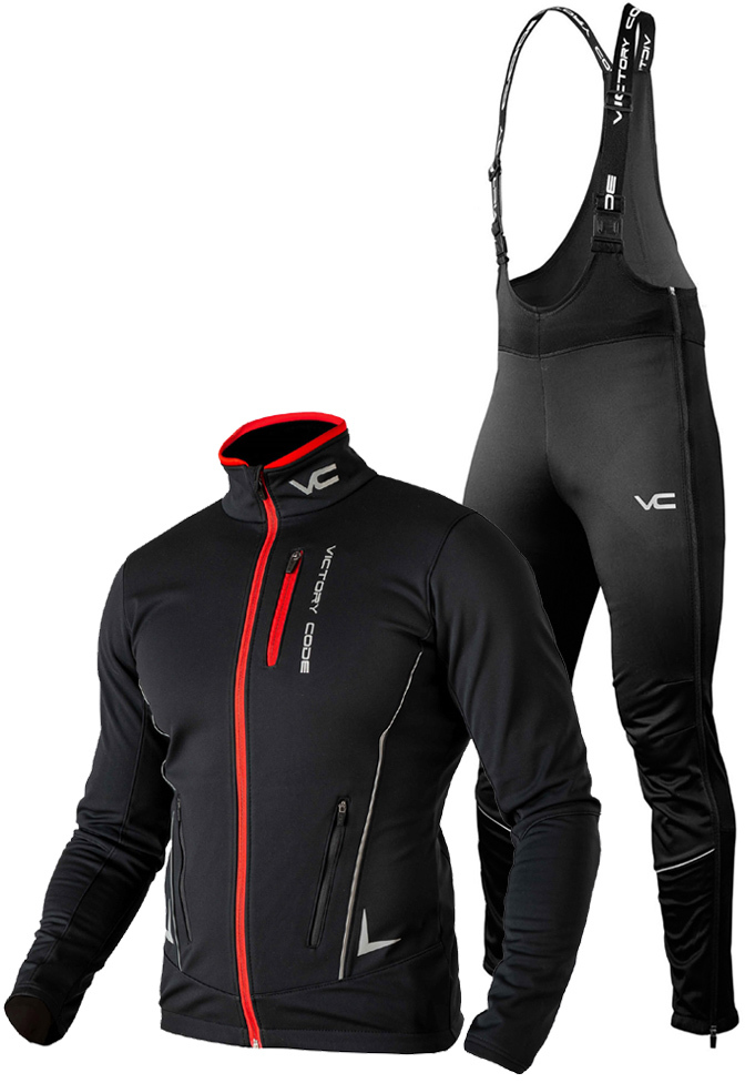 Утеплённый лыжный костюм 905 Victory Code Speed Up Black с высокой спинкой мужской 181103 02 ...